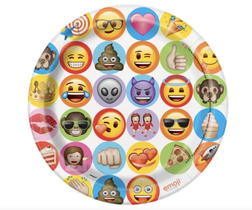 Round Dinner Paper Plates - 9", Celebration Emoji, 8 Pcs