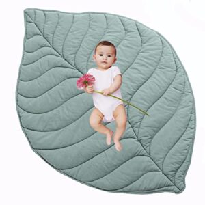 Large Cotton Leaf Baby Play Mat, Machine Washable Thick Play Mat for Baby Gift, Floor Tummy Time Baby Mat for Girls and Boys,Baby Play Mat Creeper Nursery Rug