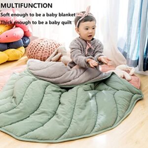 Large Cotton Leaf Baby Play Mat, Machine Washable Thick Play Mat for Baby Gift, Floor Tummy Time Baby Mat for Girls and Boys,Baby Play Mat Creeper Nursery Rug