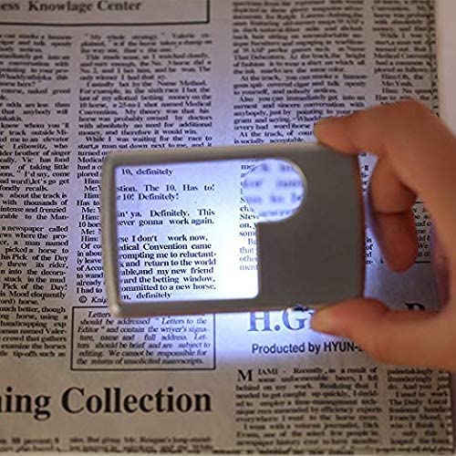 3X 6X Magnifying Glass Handheld Ultra-Thin Pocket Magnifier with LED Light for Jewelry, Coins, Vision Problem People