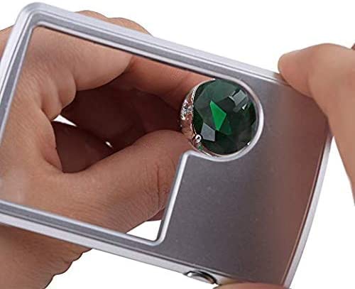 3X 6X Magnifying Glass Handheld Ultra-Thin Pocket Magnifier with LED Light for Jewelry, Coins, Vision Problem People