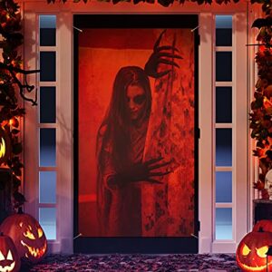 halloween theme backdrop door banner zombie vampire creepy devil hand haunted house terror theme happy halloween party decoration supplies for men boys red