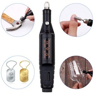 Electric Micro Engraver Pen Mini DIY Engraving Tool Kit for Metal Glass Ceramic Plastic Wood Jewelry 1 Scriber Etcher 30 Bits 6 Polishing Head 3 Wool Cleaner Bits 20 Stencils and Operating Instruction