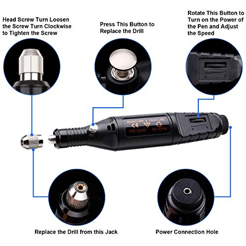 Electric Micro Engraver Pen Mini DIY Engraving Tool Kit for Metal Glass Ceramic Plastic Wood Jewelry 1 Scriber Etcher 30 Bits 6 Polishing Head 3 Wool Cleaner Bits 20 Stencils and Operating Instruction