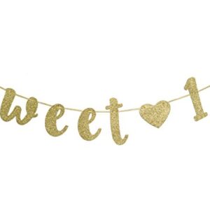 Sweet 16 Birthday Banner Glitter Sixteen Decoration 16th Birthday Pre-Strung Party Decor Supplies Cursive Bunting Photo Booth Props Sign Gold