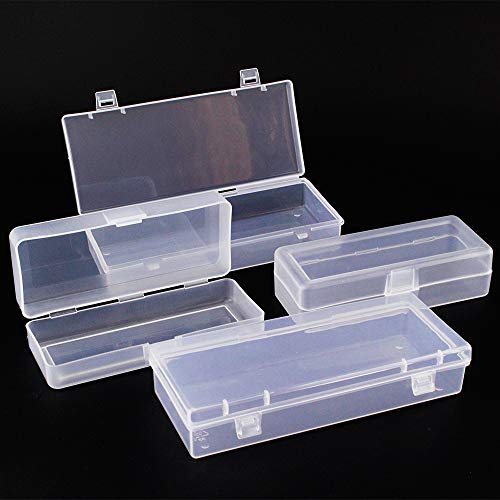 airgoesin 4pcs Small Storage Box Container Desktop Organizer with Lid for Keeping Small Parts, Coints, Screws, Bead, Pencils, Q-Tip, Ornaments, Pills, Herbs, Jewelry Findings (2pcs L + 2pcs S)