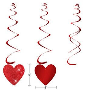 TUPARKA 32 PCS Valentine's Day Glitter Heart Swirl Hanging Decoration for Wedding Party Decorations Valentine's Day Party Supplies