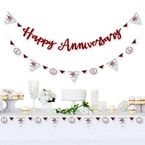 Big Dot of Happiness We Still Do - 40th Wedding Anniversary - Anniversary Party Letter Banner Decoration - 36 Banner Cutouts and Happy Anniversary Banner Letters