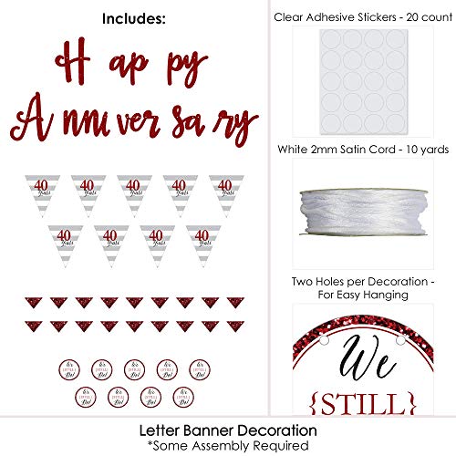 Big Dot of Happiness We Still Do - 40th Wedding Anniversary - Anniversary Party Letter Banner Decoration - 36 Banner Cutouts and Happy Anniversary Banner Letters