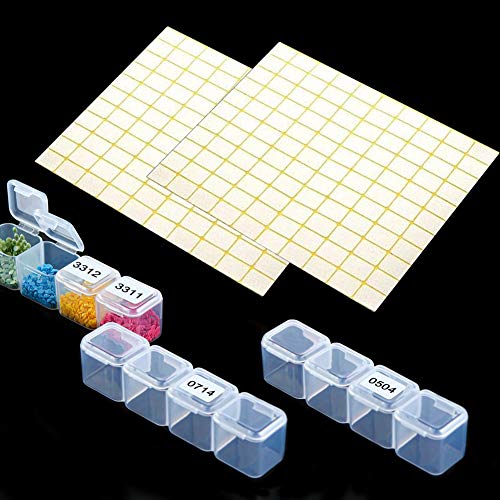 2 Pack 28 Grids Diamond Embroidery Box Painting Storage Case with 224 Pcs Craft Label Marker Sticker for DIY Art Craft