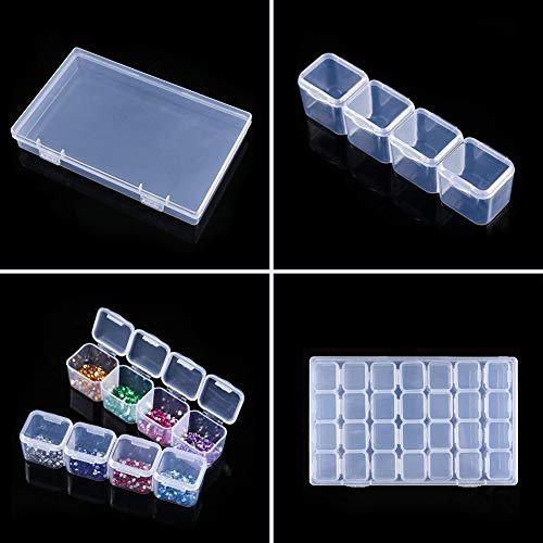 2 Pack 28 Grids Diamond Embroidery Box Painting Storage Case with 224 Pcs Craft Label Marker Sticker for DIY Art Craft