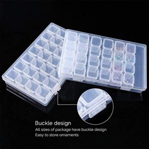 2 Pack 28 Grids Diamond Embroidery Box Painting Storage Case with 224 Pcs Craft Label Marker Sticker for DIY Art Craft