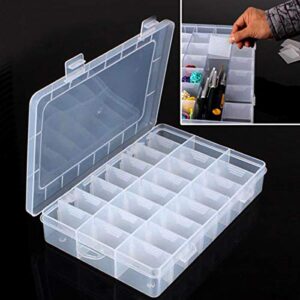 Saim Plastic Organizer Container Box 24 Compartments Jewelry Storage Box with Adjustable Dividers for Bead Rings Jewelry Display Organizer 3PCS