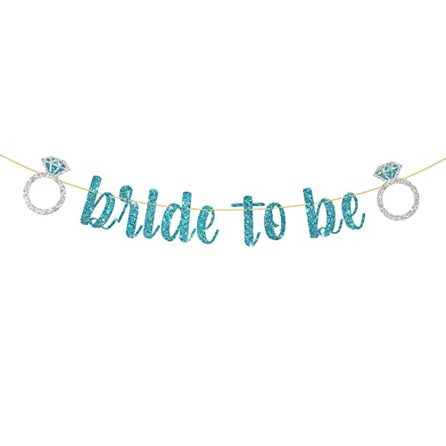 WeBenison Bride to Be Banner, Bride Shower Party Supplies, Engagement Bachelorette Wedding Party Decorations Blue Glitter