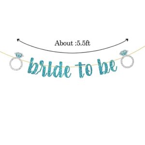 WeBenison Bride to Be Banner, Bride Shower Party Supplies, Engagement Bachelorette Wedding Party Decorations Blue Glitter