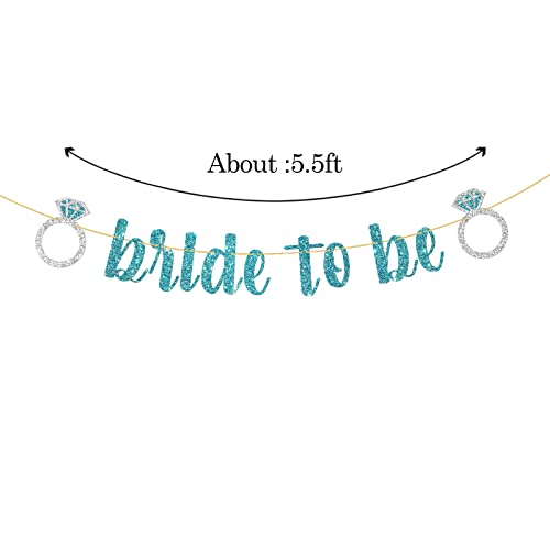 WeBenison Bride to Be Banner, Bride Shower Party Supplies, Engagement Bachelorette Wedding Party Decorations Blue Glitter