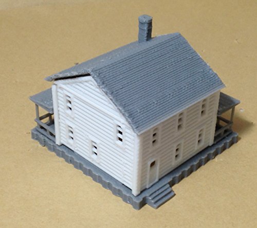 Outland Models Train Railway Layout Country 2-Story House White N Scale 1:160