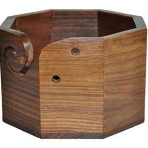 Premium Solid Hard Rose Wood Crafted Wooden Portable Octagonal Yarn Bowl Holder for Knitting Crochet 6 x 6 x 4 inch Christmas Gift Set | Hind Handicrafts