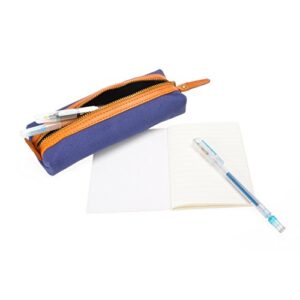 ZLYC Slim Canvas Pencil Case Pouch Compact Zipper Pen Case Simple Stationery Bag (blue2)