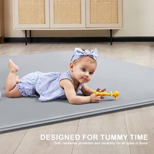 ANGELBLISS Baby Playpen Mat, 63"x 47"x 1.18" Self-Inflating Play Mat for Babies and Toddlers, Roll Up & Waterproof Foam Crawling Mat for Floor, Portable Playmat for Babies with Travel Bag