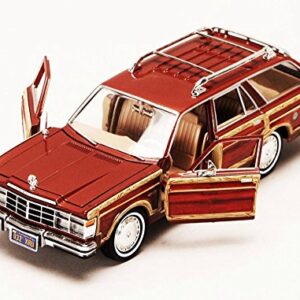 1979 Chrysler Lebaron Town & Country Wagon, Red with Woodie Siding Motormax 73331 - 1/24 Scale Diecast Model Car