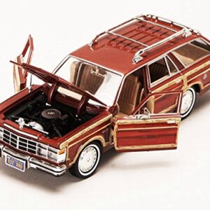 1979 Chrysler Lebaron Town & Country Wagon, Red with Woodie Siding Motormax 73331 - 1/24 Scale Diecast Model Car