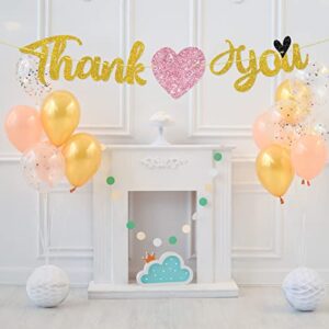 Thank You Banner Gold Glittery Staff Employee Appreciation, Bridal Shower Birthday and Wedding Ainiversary, Retirement, Party Sign Decorations