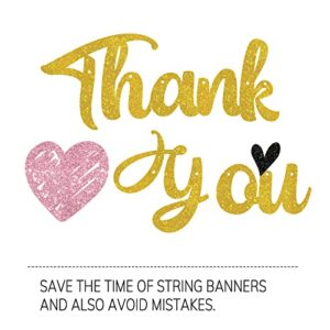 Thank You Banner Gold Glittery Staff Employee Appreciation, Bridal Shower Birthday and Wedding Ainiversary, Retirement, Party Sign Decorations