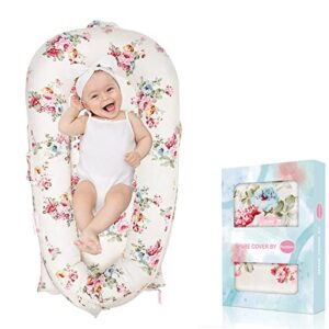 baby lounger cover for dockatot deluxe + | 100% cotton hypoallergenic newborn premium quality spare cover(cover only) (rose)