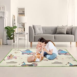 WHITEMPTER Baby Play Mat, Large Waterproof Activity Playmatfor Baby, Easy to Clean, Anti-Slip Reversible Foam Playmat for Baby Toddlers Kids, Double Cartoon Design, 50" x 50"