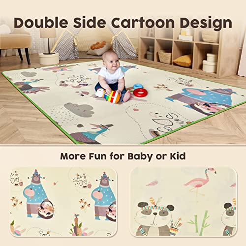 WHITEMPTER Baby Play Mat, Large Waterproof Activity Playmatfor Baby, Easy to Clean, Anti-Slip Reversible Foam Playmat for Baby Toddlers Kids, Double Cartoon Design, 50" x 50"