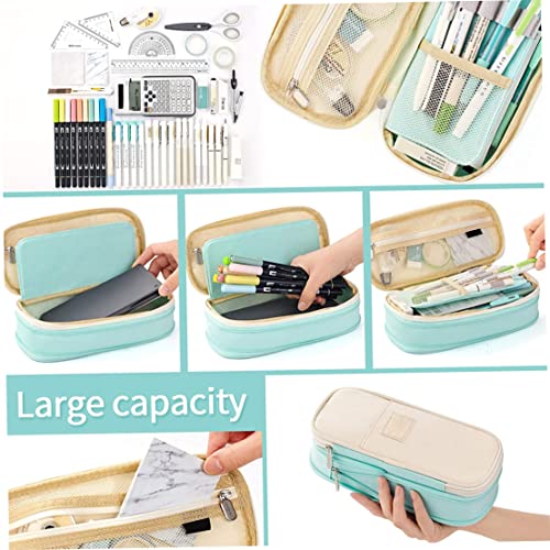 Big Capacity Pencil Pen Case, Office College School Storage Pouch Holder Box Organizer Blue (Cyan) Pencil Case, Large Pencil Case, Aesthetic Pencil Case, Pencil Case Large, Expandable Pencil