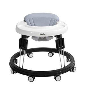 quocdiog baby walker,multi-function activity center anti-rollover toddler walker,foldable adjustable 9 height,high back padded seat-suitable for all terrains for baby boys and girls 6-18months(black)