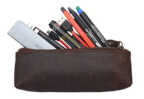 The Antiq: Leather Pencil Pouch, Leather Pen Case, Zipper Pen Case, USB Hub Case, Artist Tool Case, Mobile Charger Case, Coin Case/Pouch, Marker Pouch/Case Useful for students and office purposes