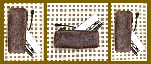 The Antiq: Leather Pencil Pouch, Leather Pen Case, Zipper Pen Case, USB Hub Case, Artist Tool Case, Mobile Charger Case, Coin Case/Pouch, Marker Pouch/Case Useful for students and office purposes