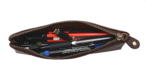 The Antiq: Leather Pencil Pouch, Leather Pen Case, Zipper Pen Case, USB Hub Case, Artist Tool Case, Mobile Charger Case, Coin Case/Pouch, Marker Pouch/Case Useful for students and office purposes