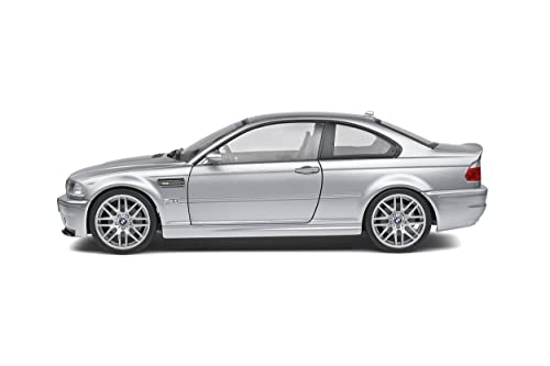 Solido S1806503 1:18 2003 BMW E46 CSL Coupe-Silver Grey Collectible Miniature car