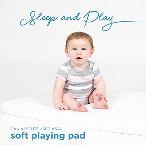 Milliard Pack and Play Mattress Topper - Dual Sided Pack N Play Mattress Pad -Firm Side (for Babies) & Soft Memory Foam Side (for Toddlers) Playpen Mattresses (3 inch)