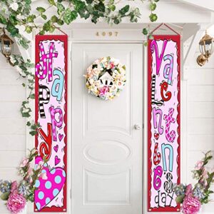 whaline happy valentine’s day porch sign heart love hanging door sign red pink valentine banner for holiday home indoor outdoor wall door garden party decoration supplies