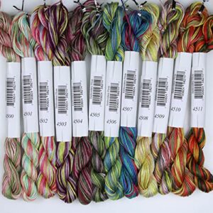 KCS Big skeins of 25 Meters Size 25 Color Variegated Cross Stitch Stranded Threads,12 skeins,01