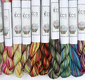 KCS Big skeins of 25 Meters Size 25 Color Variegated Cross Stitch Stranded Threads,12 skeins,01