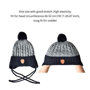 Somaler Toddler Baby Boy Winter Beanie Hat Infant Kids Warm Fleece Lined Earflap Knit Fur Pom Pom Hat Snow Cap