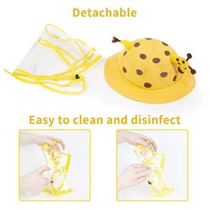 Kids Boys Girl Dustproof Sun Hat Cotton Packable Visor Hat Summer Anti UV Sun Hats Detachable Protective Cover Toddler Bucket Hat, 0-5Y Yellow