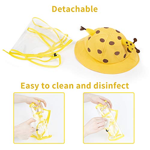 Kids Boys Girl Dustproof Sun Hat Cotton Packable Visor Hat Summer Anti UV Sun Hats Detachable Protective Cover Toddler Bucket Hat, 0-5Y Yellow