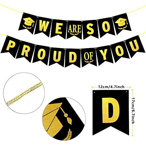 Graduation Decorations 2021 Class of 2021 Decorations Gold Glittery We are So Proud of You Banner Gold 2021 Number Foil Mylar Balloons Set for Outdoor Indoor Wall Yard Decor Graduation Party Supplies