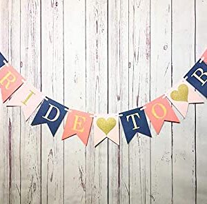 Bridal Shower Decorations Navy Champagne Qian's Party Navy Peach Champagne Confetti Ballons /Bride to Be Banner Navy Coral , Hen Party Engagement Banner Rose Gold Bachelorette Party Decorations