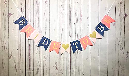 Bridal Shower Decorations Navy Champagne Qian's Party Navy Peach Champagne Confetti Ballons /Bride to Be Banner Navy Coral , Hen Party Engagement Banner Rose Gold Bachelorette Party Decorations