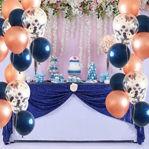 Bridal Shower Decorations Navy Champagne Qian's Party Navy Peach Champagne Confetti Ballons /Bride to Be Banner Navy Coral , Hen Party Engagement Banner Rose Gold Bachelorette Party Decorations