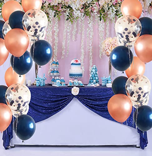 Bridal Shower Decorations Navy Champagne Qian's Party Navy Peach Champagne Confetti Ballons /Bride to Be Banner Navy Coral , Hen Party Engagement Banner Rose Gold Bachelorette Party Decorations