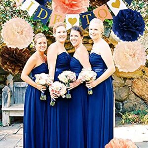 Bridal Shower Decorations Navy Champagne Qian's Party Navy Peach Champagne Confetti Ballons /Bride to Be Banner Navy Coral , Hen Party Engagement Banner Rose Gold Bachelorette Party Decorations